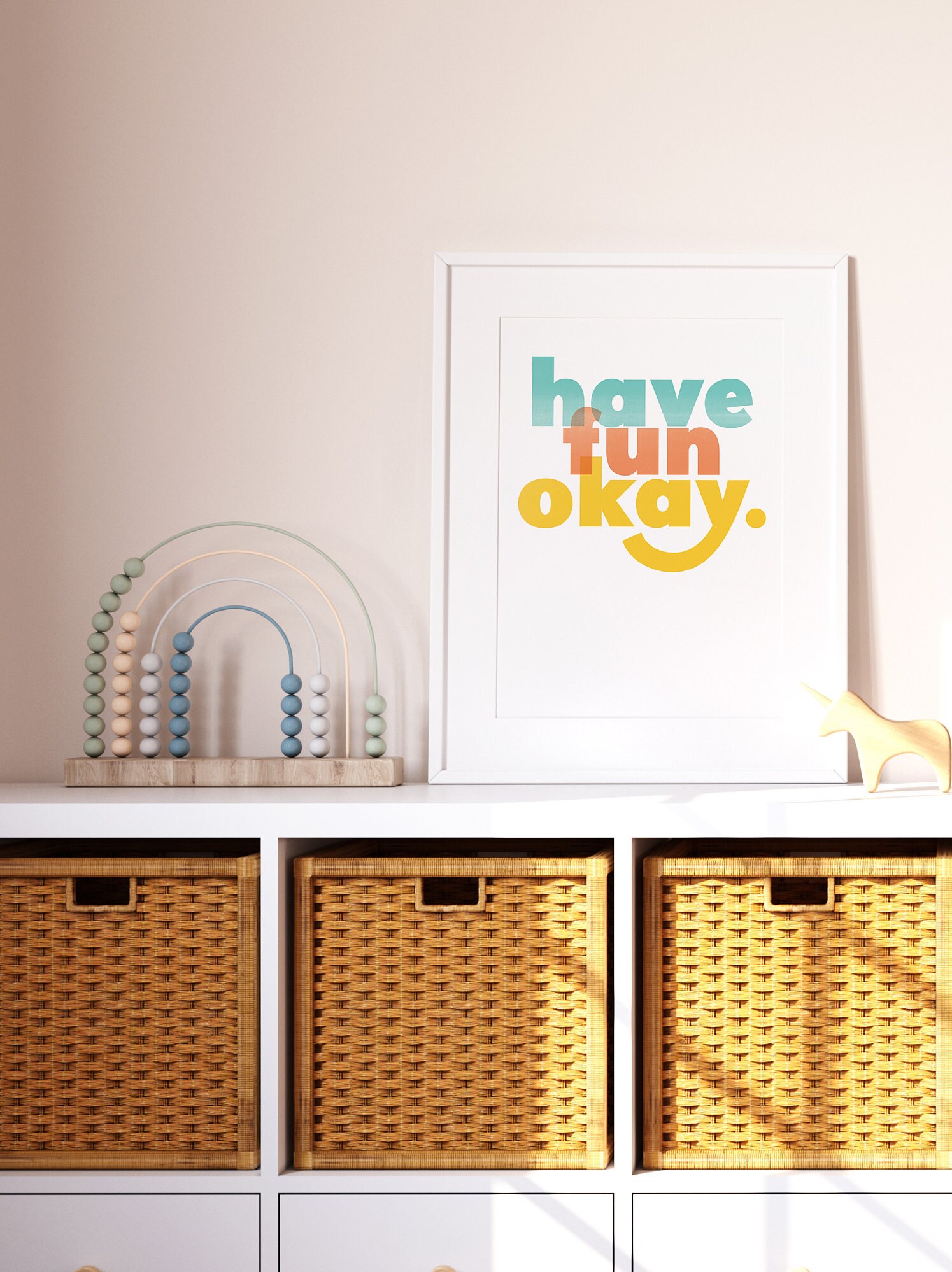 Have Fun Okay, Kids Quote Art Print, Playroom Wall Decor, Modern Kids ...