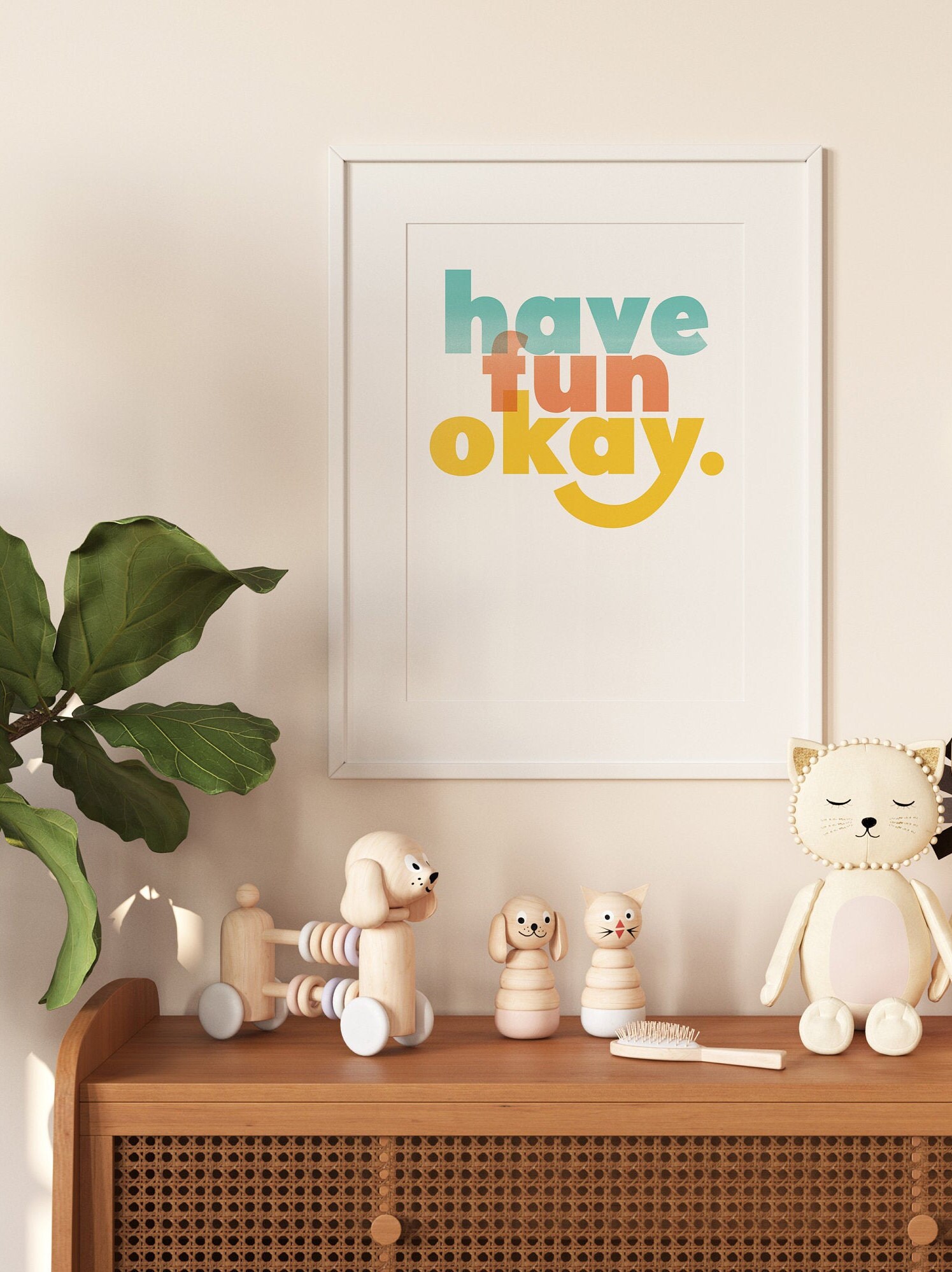 Have Fun Okay, Kids Quote Art Print, Playroom Wall Decor, Modern Kids ...