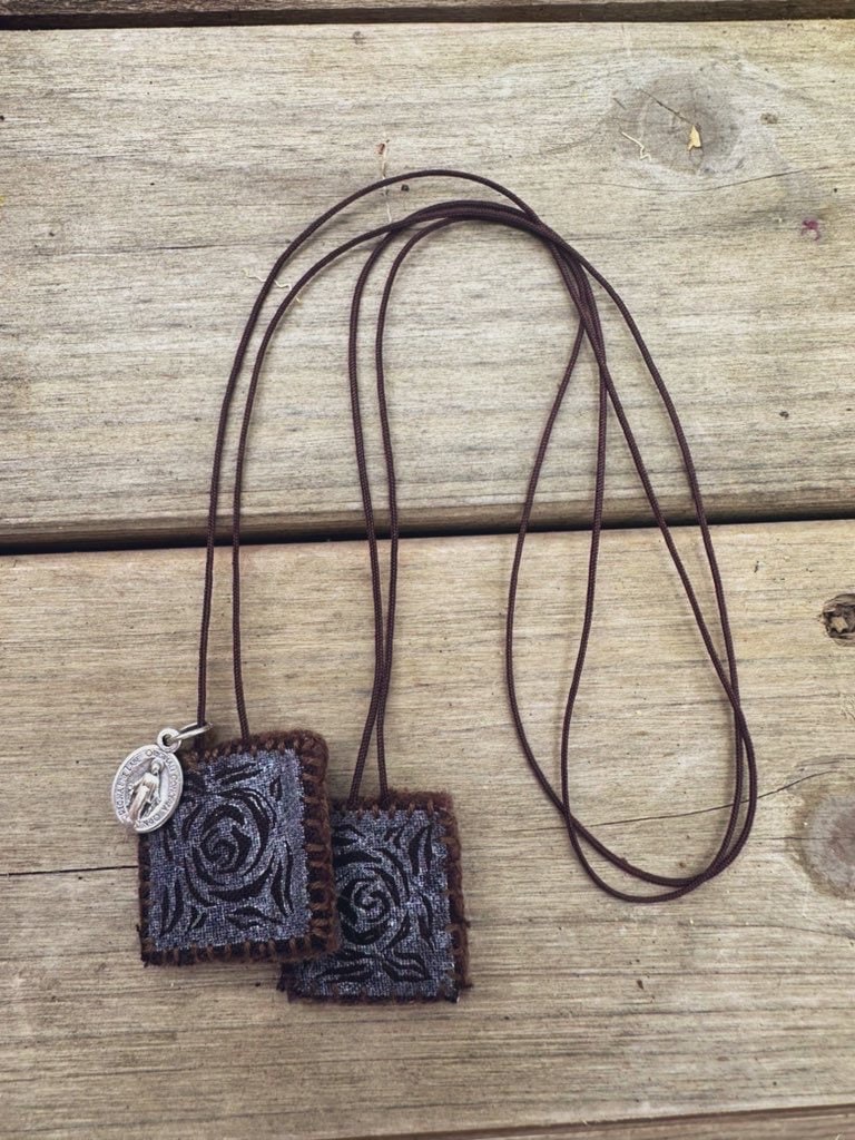 Custom Brown Scapular With Block Print Embellishment - Etsy