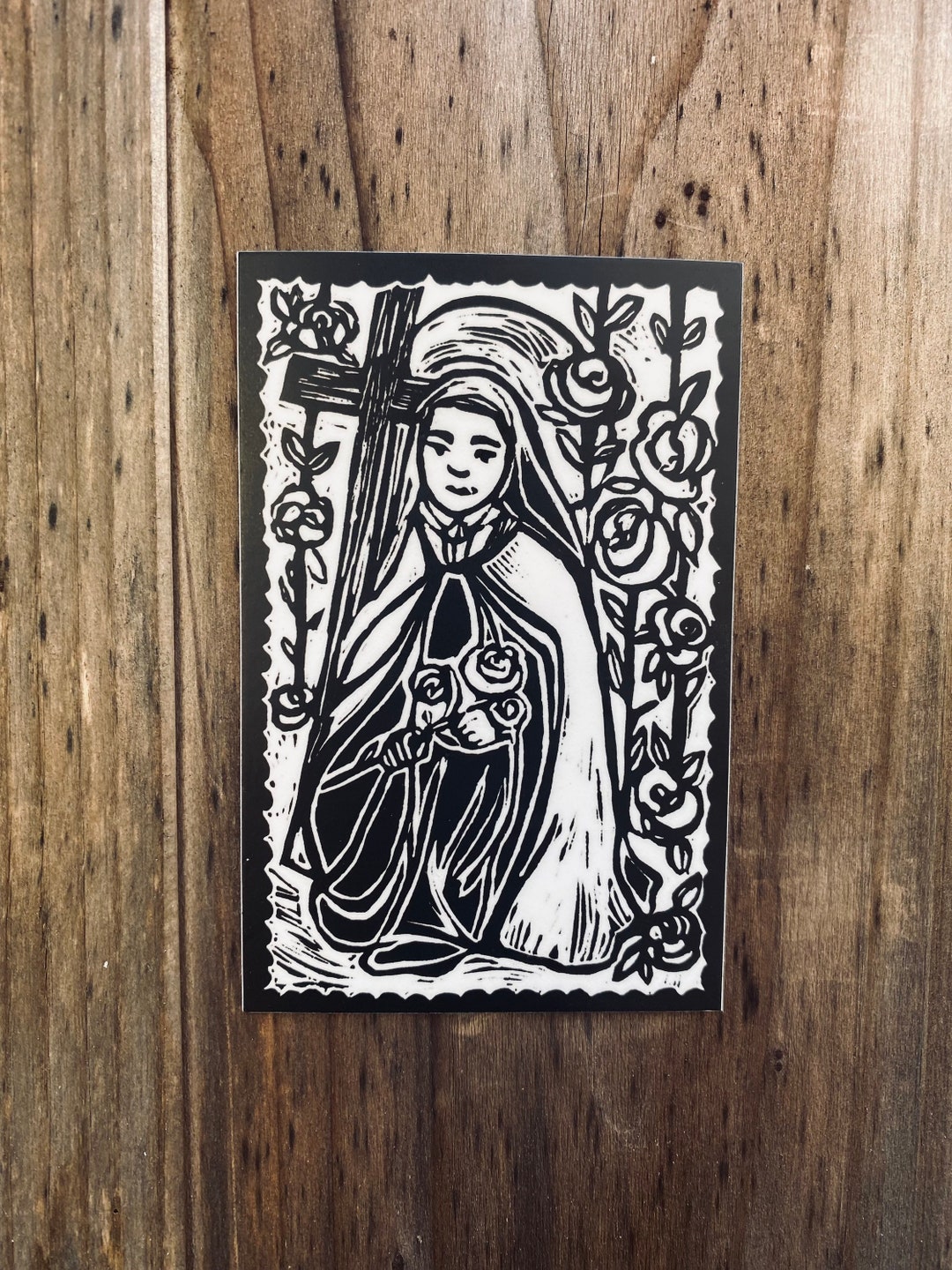 Saint Therese of Lisieux Linocut, Vinyl Sticker - Etsy