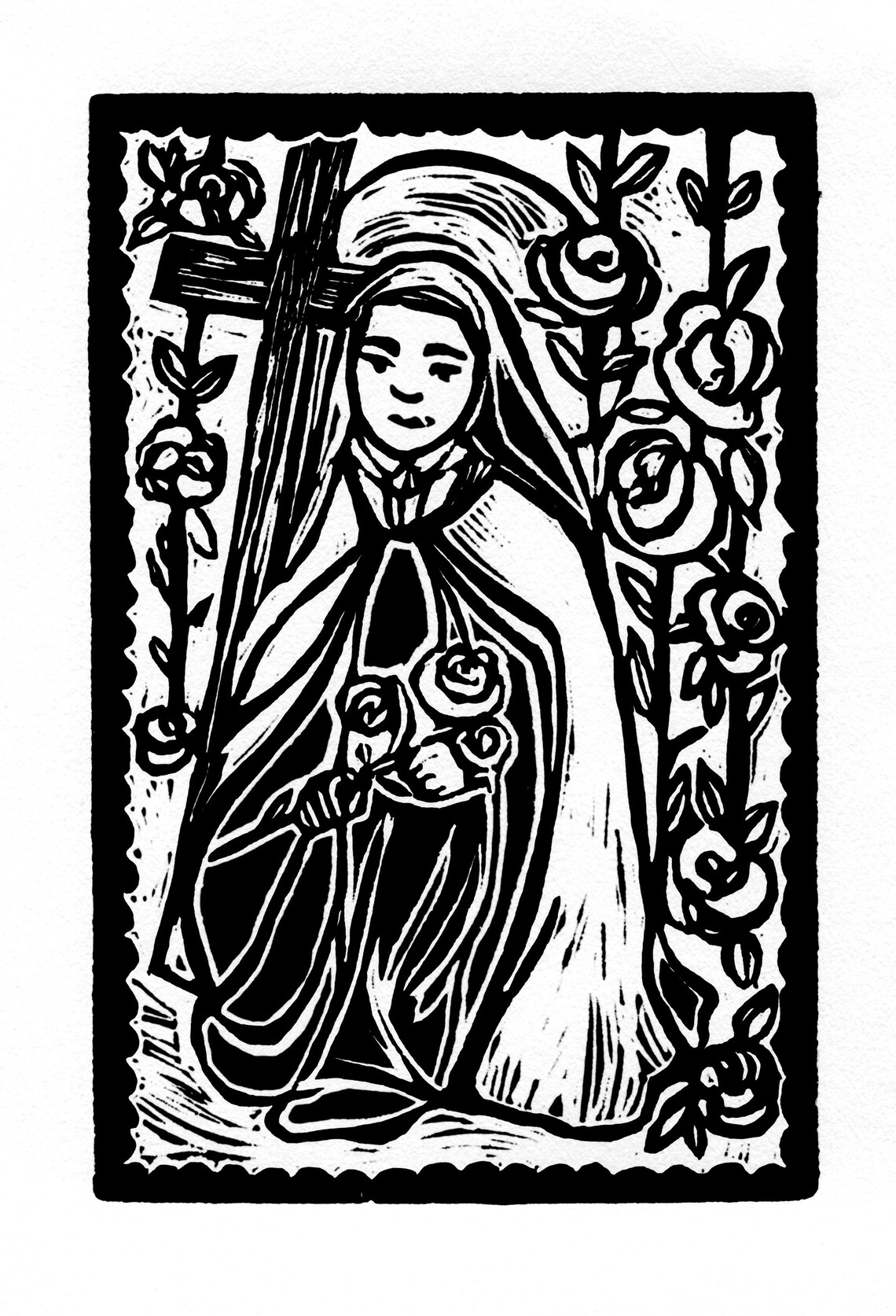 Saint Therese of Lisieux Linocut Vinyl Sticker - Etsy