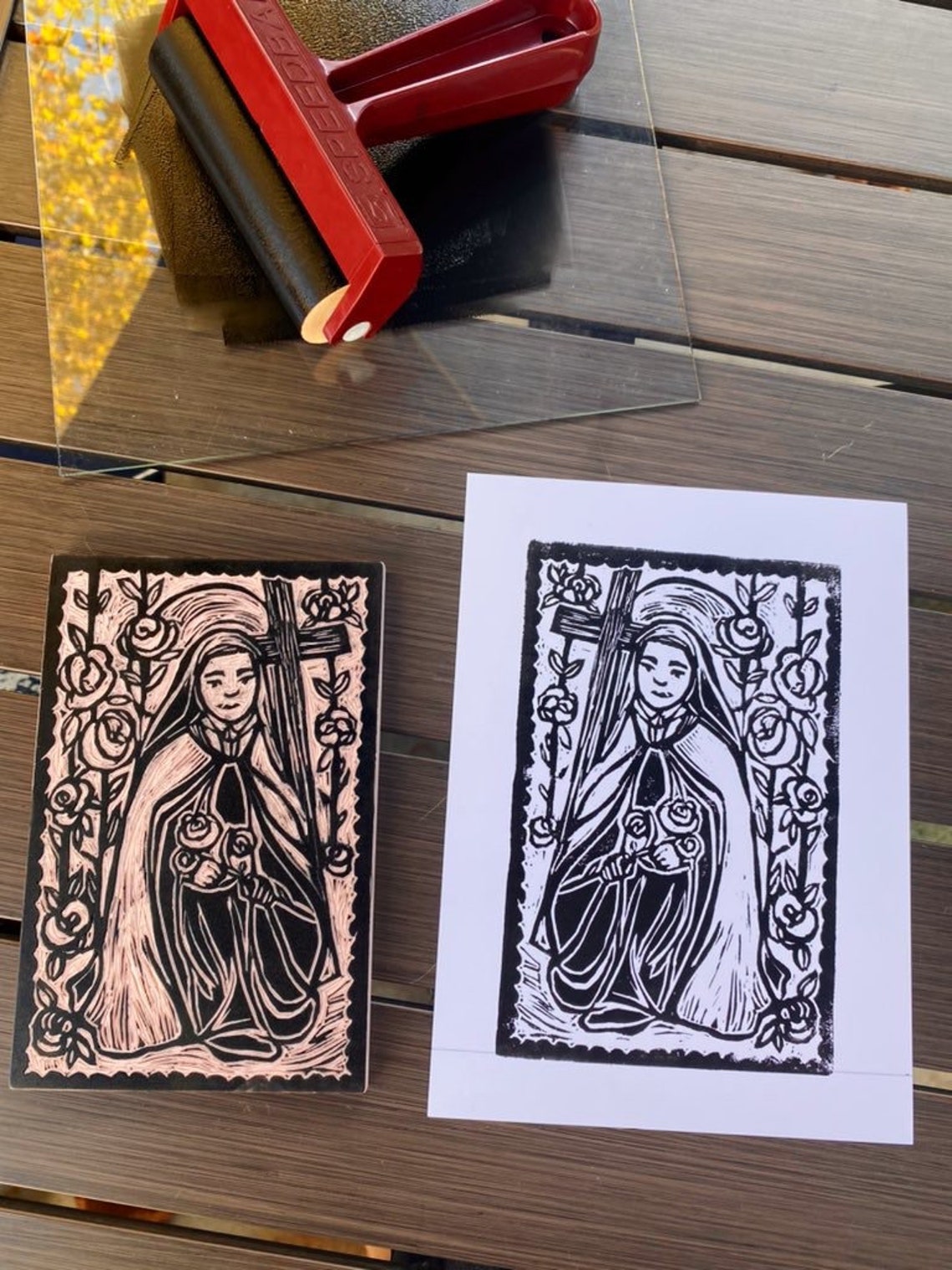 Saint Therese of Lisieux Linocut Vinyl Sticker - Etsy