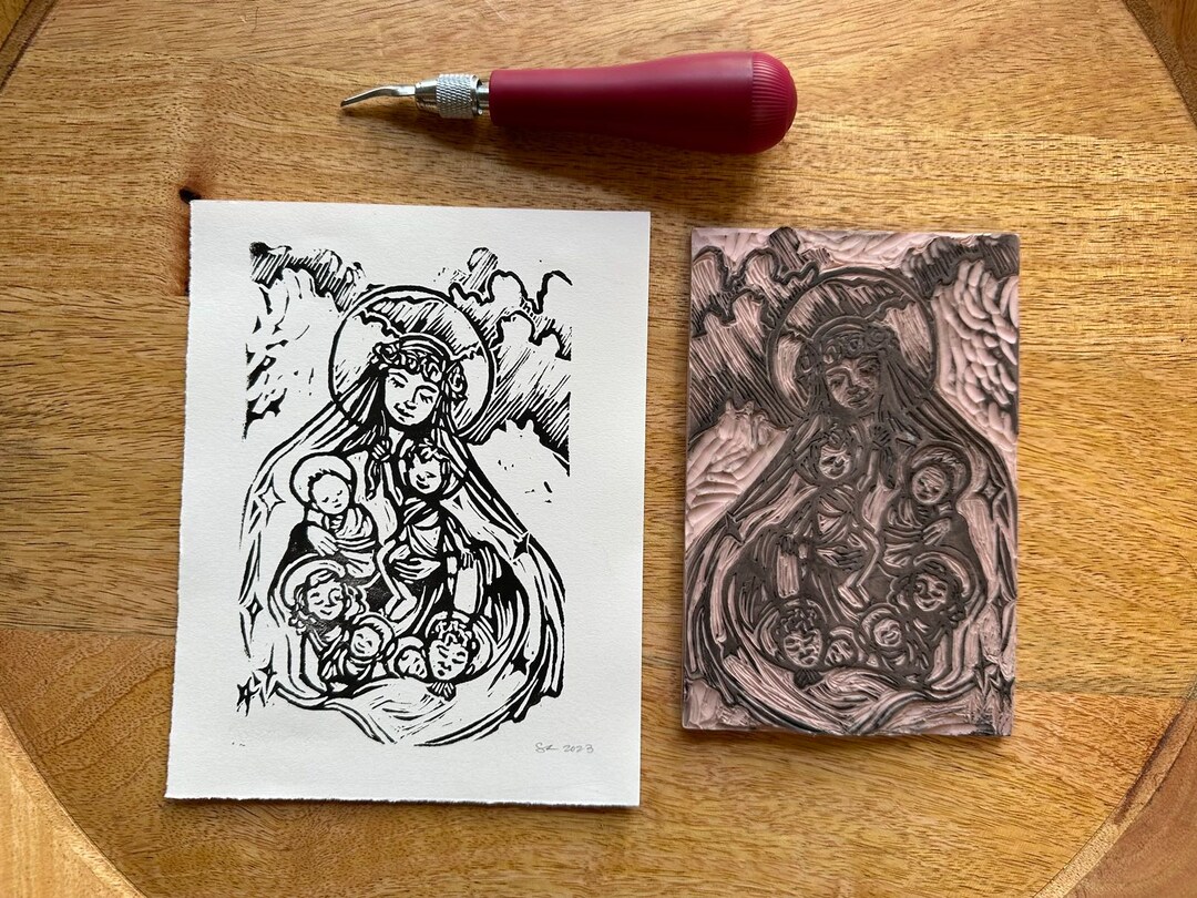 Our Mother Linocut Print - Etsy