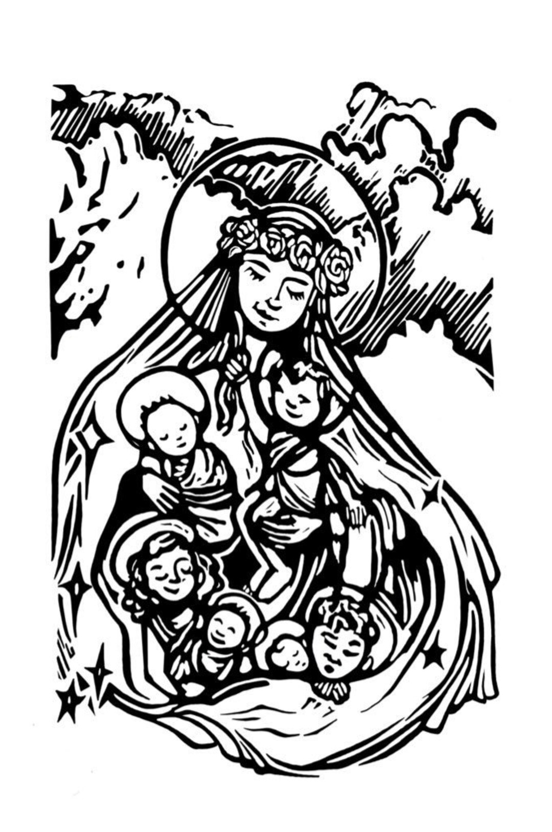 Children of Mary Digitized Lino Print 8 X 10 - Etsy