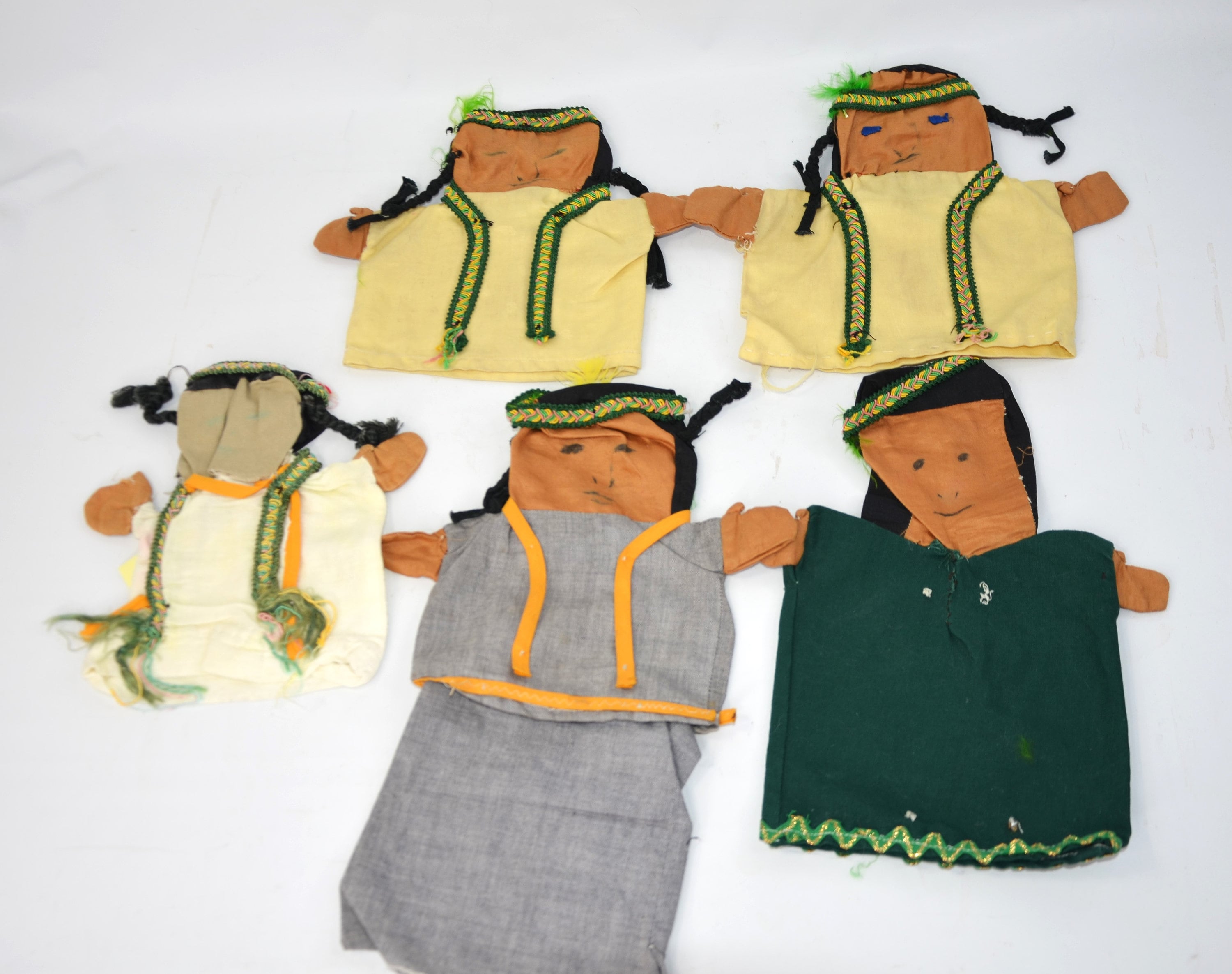 Native American Hand Puppets Lot of 5 Handmade Thanksgiving Indians ...