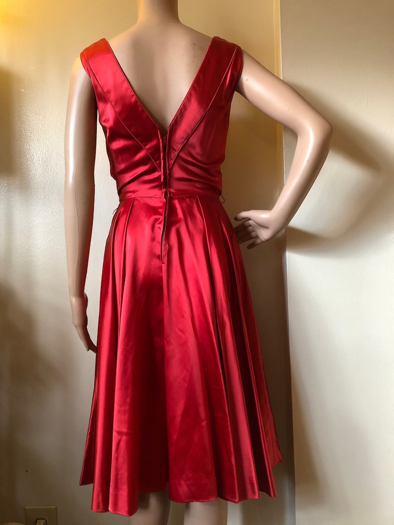 1950s Red Satin Fit & Flare Cocktail Dress | Etsy Israel