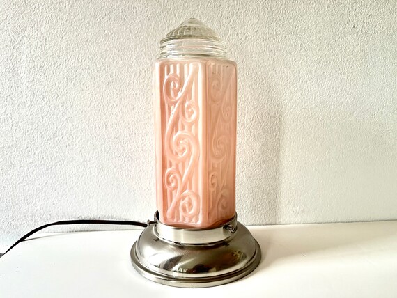 1930s Art Deco Glass Torpedo Lamp Vintage Pink Textured | Etsy