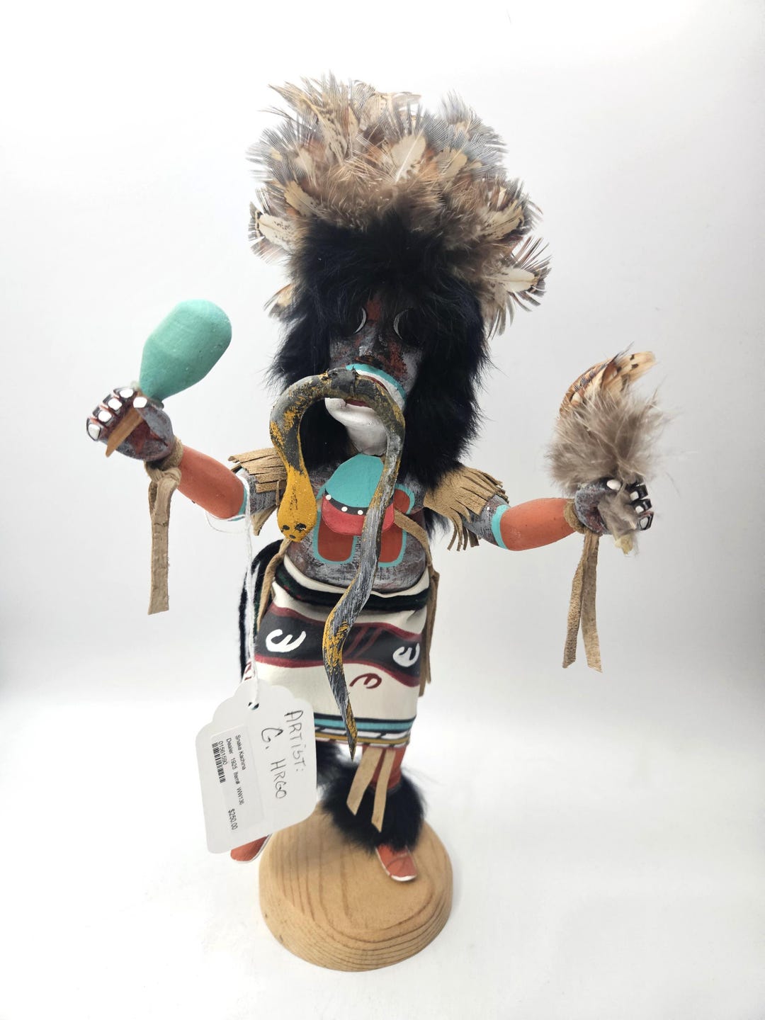 Navajo Artist Gary Largo Signed, Wood Carved, Hand Painted, Snake ...