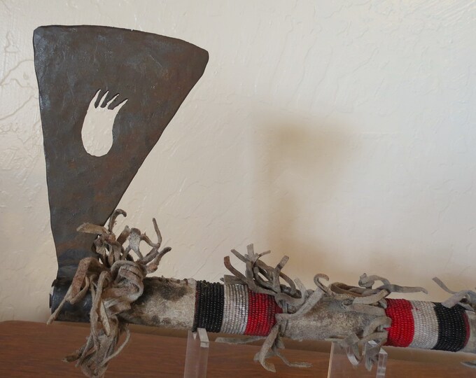 Native American Made, Ceremonial Tomahawk, Split Deer Hide, Beautiful ...