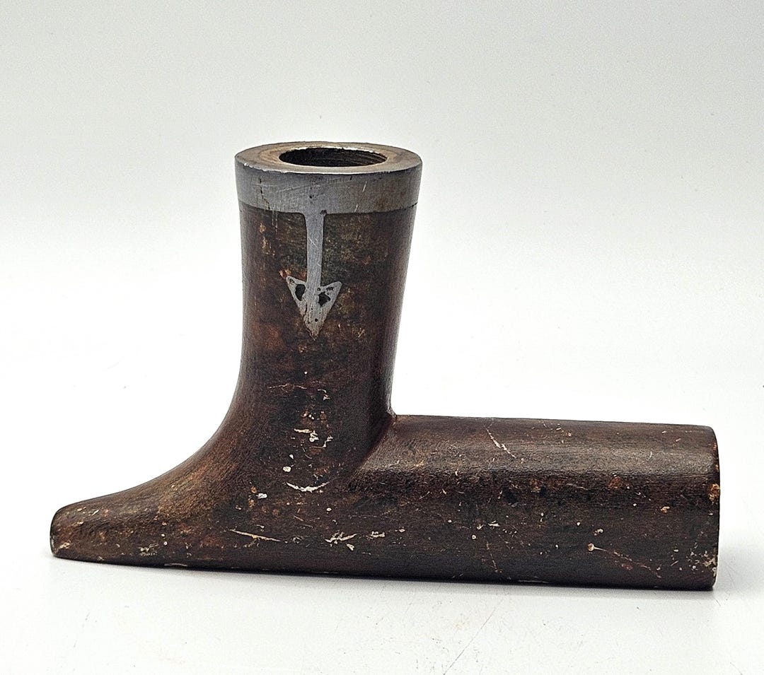 Circa 1800s, Antique Catlinite Peace Pipe With Pewter Inlay - Etsy