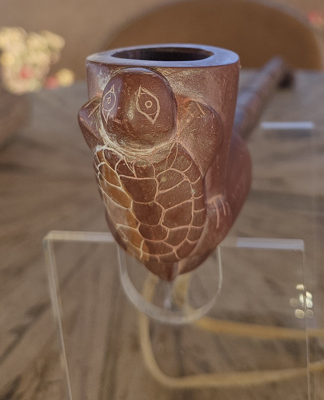 Ceremonial Peace Pipe, Hand Carved, Turtle Motif, Catlinite Bowl, Circa ...