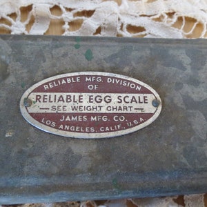 Egg Scale, Circa 1949, "reliable" Made by James Mfg. Co, With Original ...