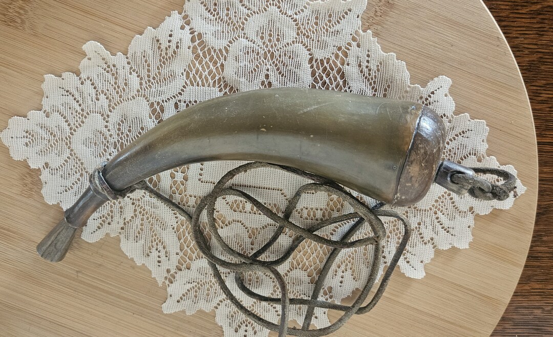 Early 1800's, Hand Carved Black Powder Horn, With Plug Constructed as a ...