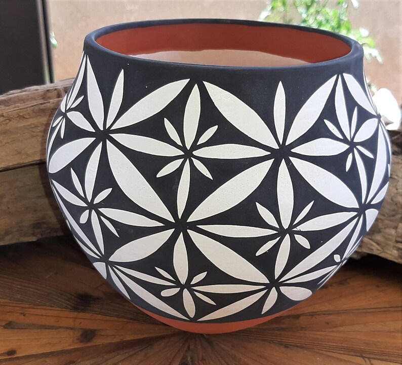 Signed Acoma Pueblo Flowers Pattern Pot - Etsy