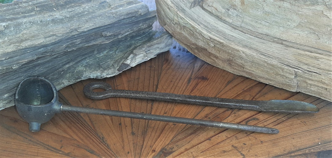 Antique, Pair of Hand Forged/formed Lead Ladle and Spoon, for Use With ...