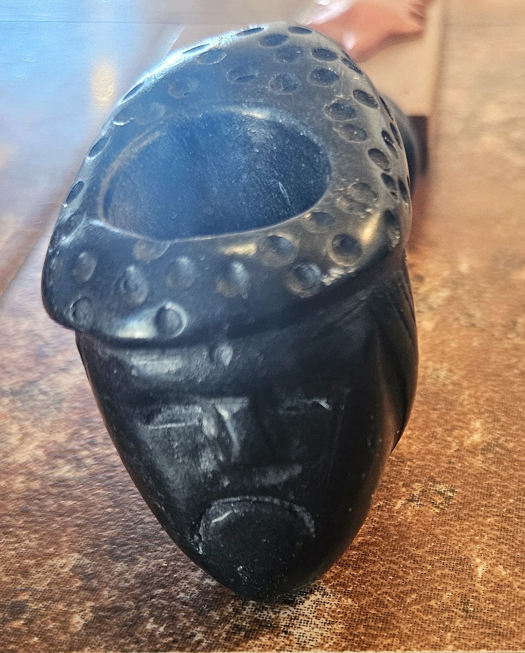 Hand Carved Black Stone, Seminole Made, Ceremonial Pipe With Sea ...