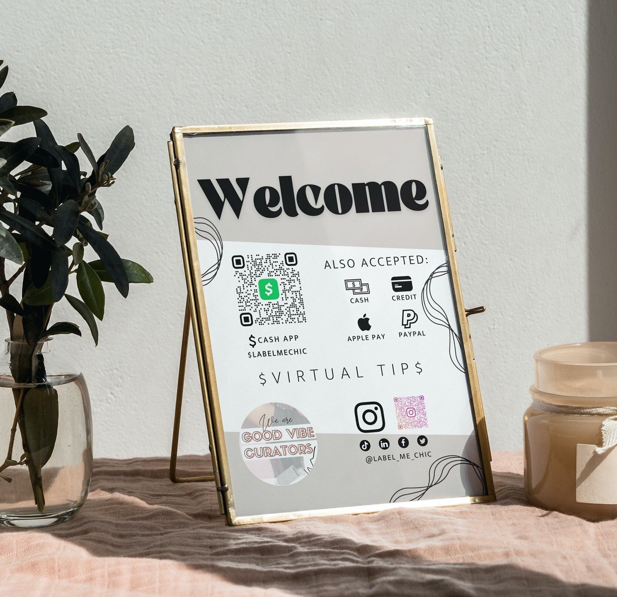 Welcome QR Code Sign Pop up Shop Accept Tips Virtually - Etsy