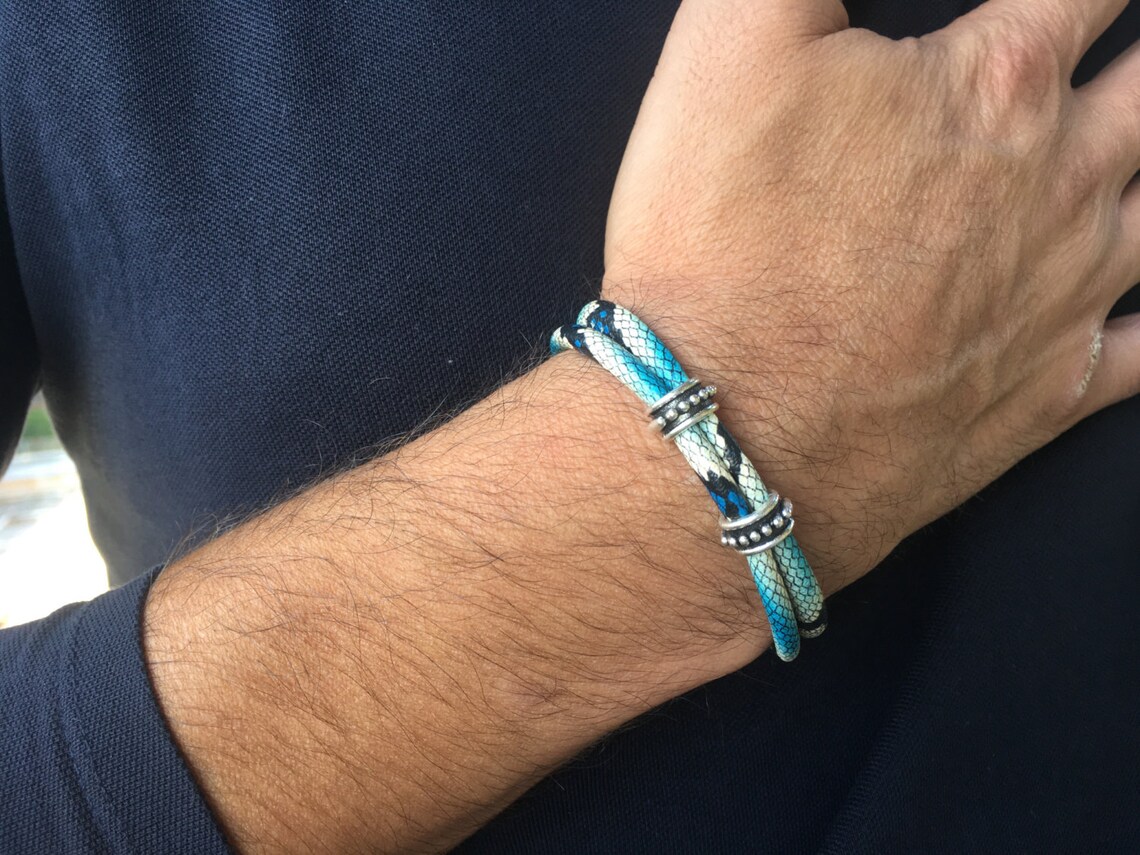 GIFT FOR MEN Mens Bracelet in Double Cord Eco Python Cord - Etsy