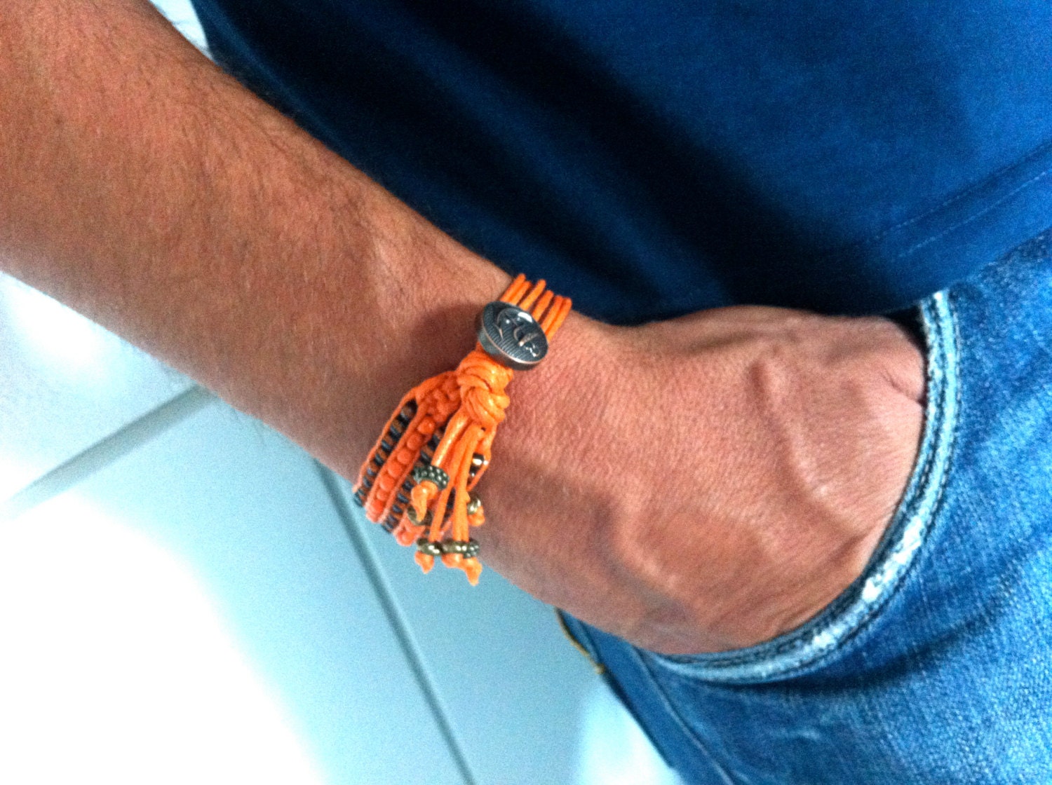 BRACELET FOR MEN, for Him Cuff Bracelet, Gift for Boy, Unisex Beaded ...