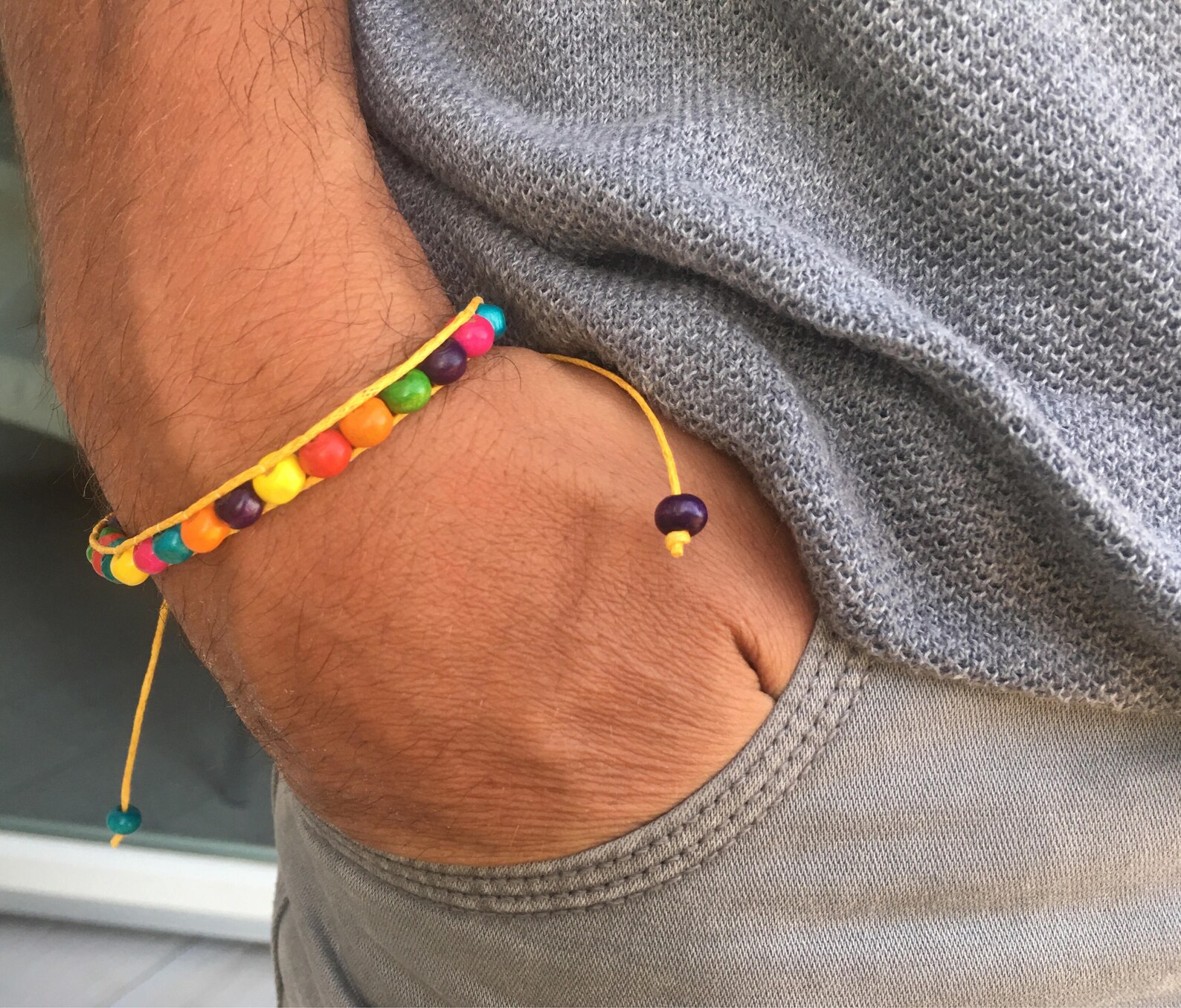 MINIMALIST MEN BRACELET simplistic beaded cord bracelet | Etsy