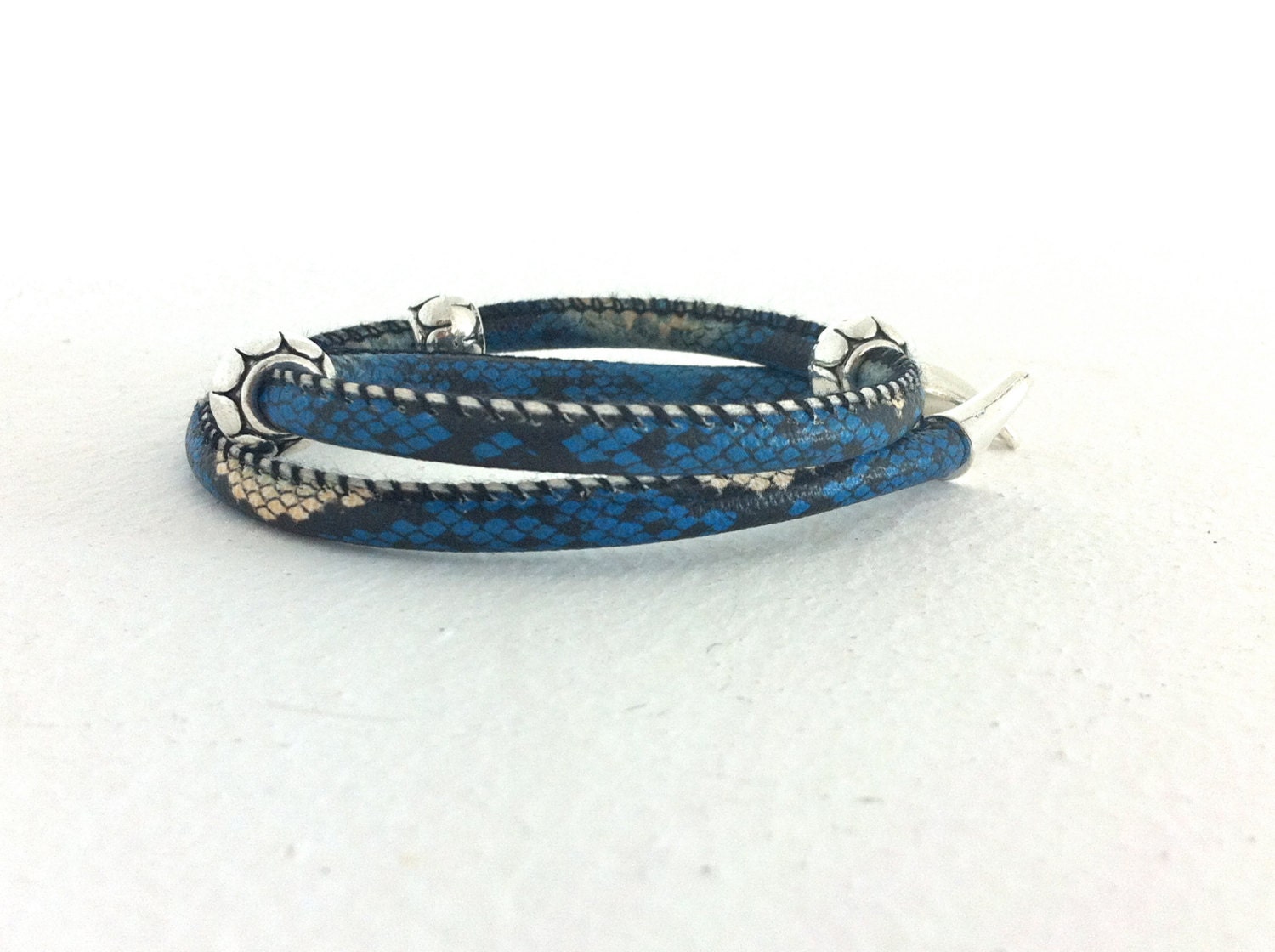 BRACELET FOR MEN Bracelet for Him Blu Eco Python Leather - Etsy