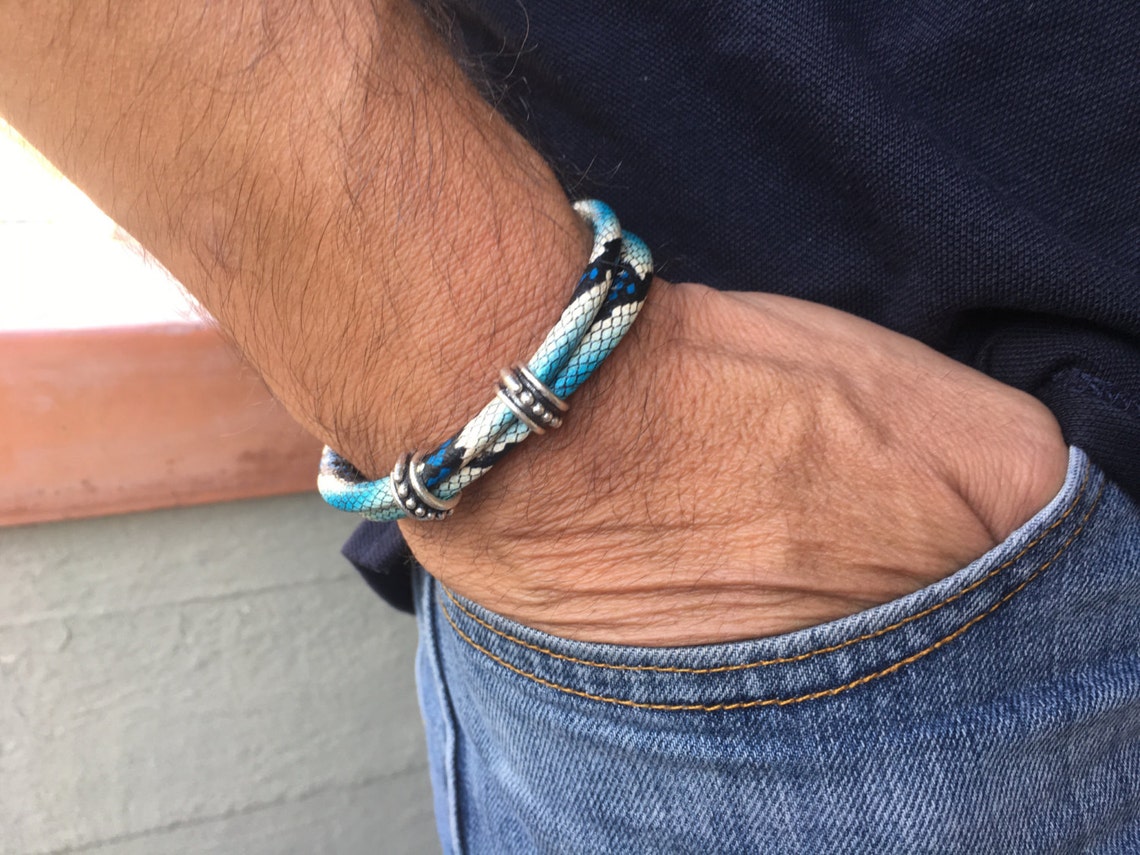 GIFT FOR MEN Mens Bracelet in Double Cord Eco Python Cord - Etsy