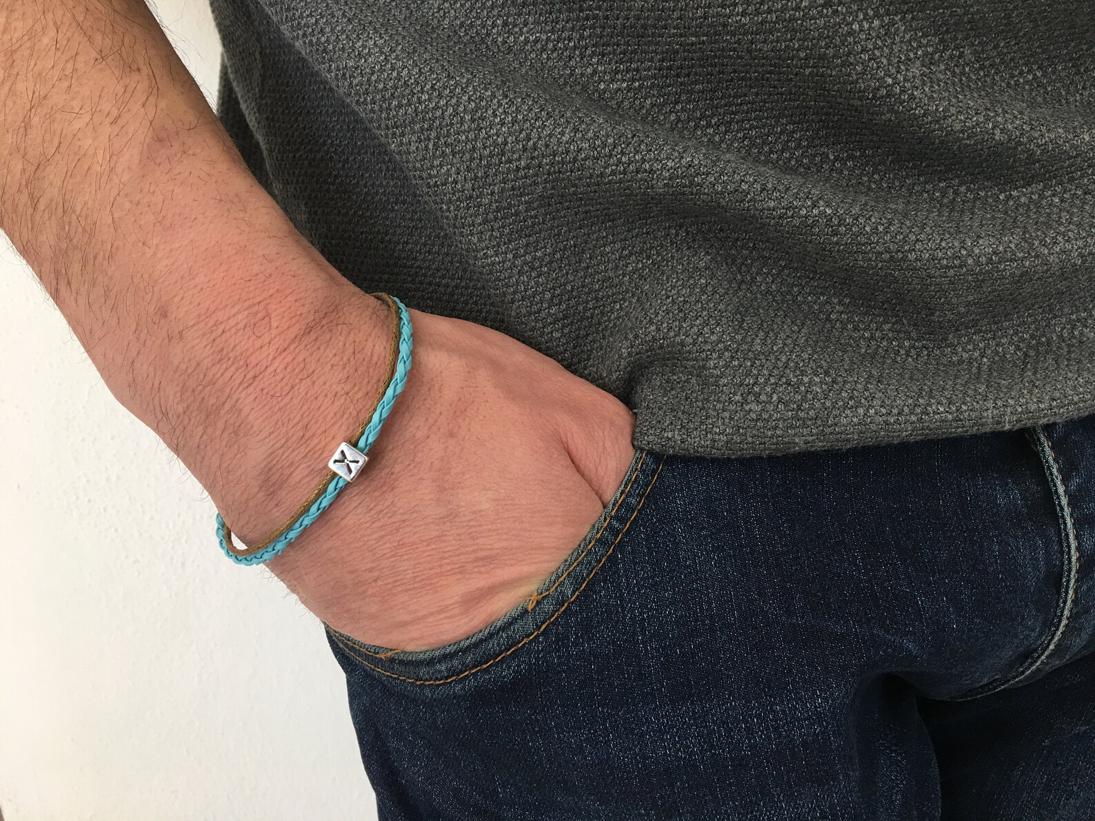 MENS LETTER BRACELET, Alphabet Bracelet, Leather Bracelet With Letters ...