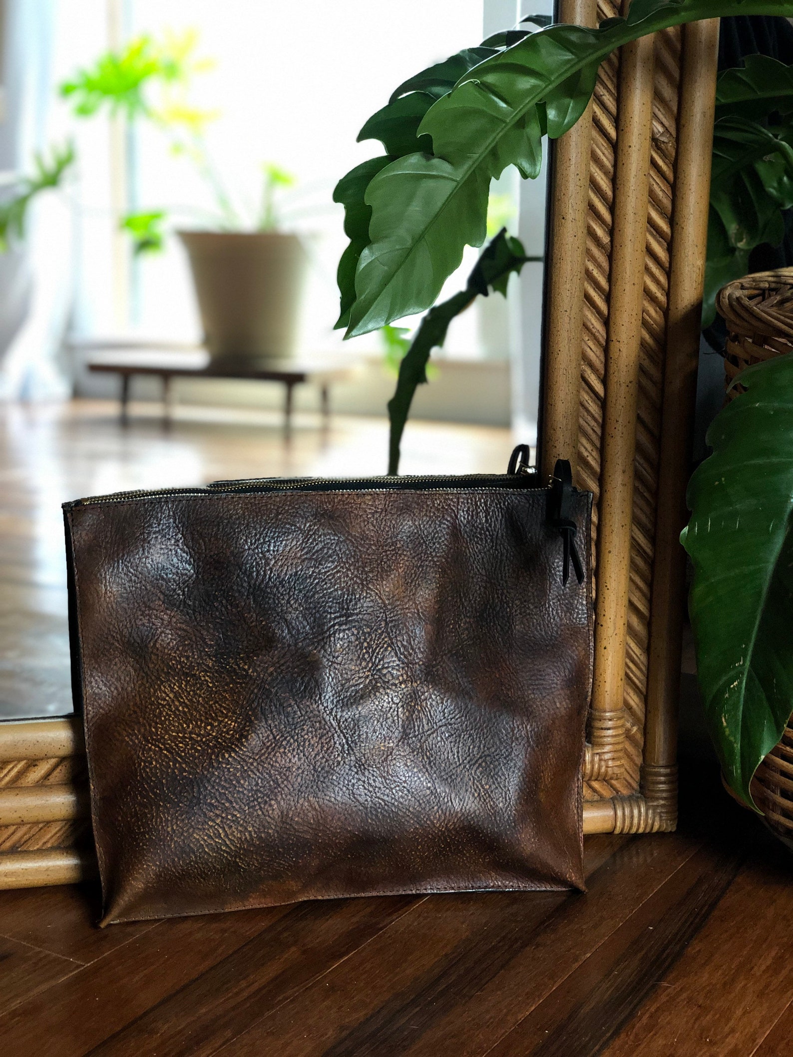 Large Leather Clutch Leather Zipper Clutch Fold Over Clutch - Etsy