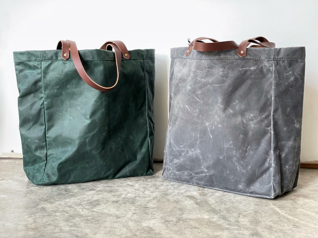 Waxed Canvas Tote Bag Market Tote Large Canvas Bag Waxed Canvas Farmers ...