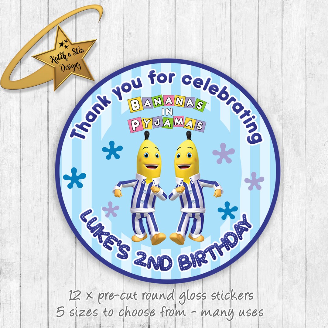 Banana's in Pyjamas Personalised Birthday Party Round - Etsy