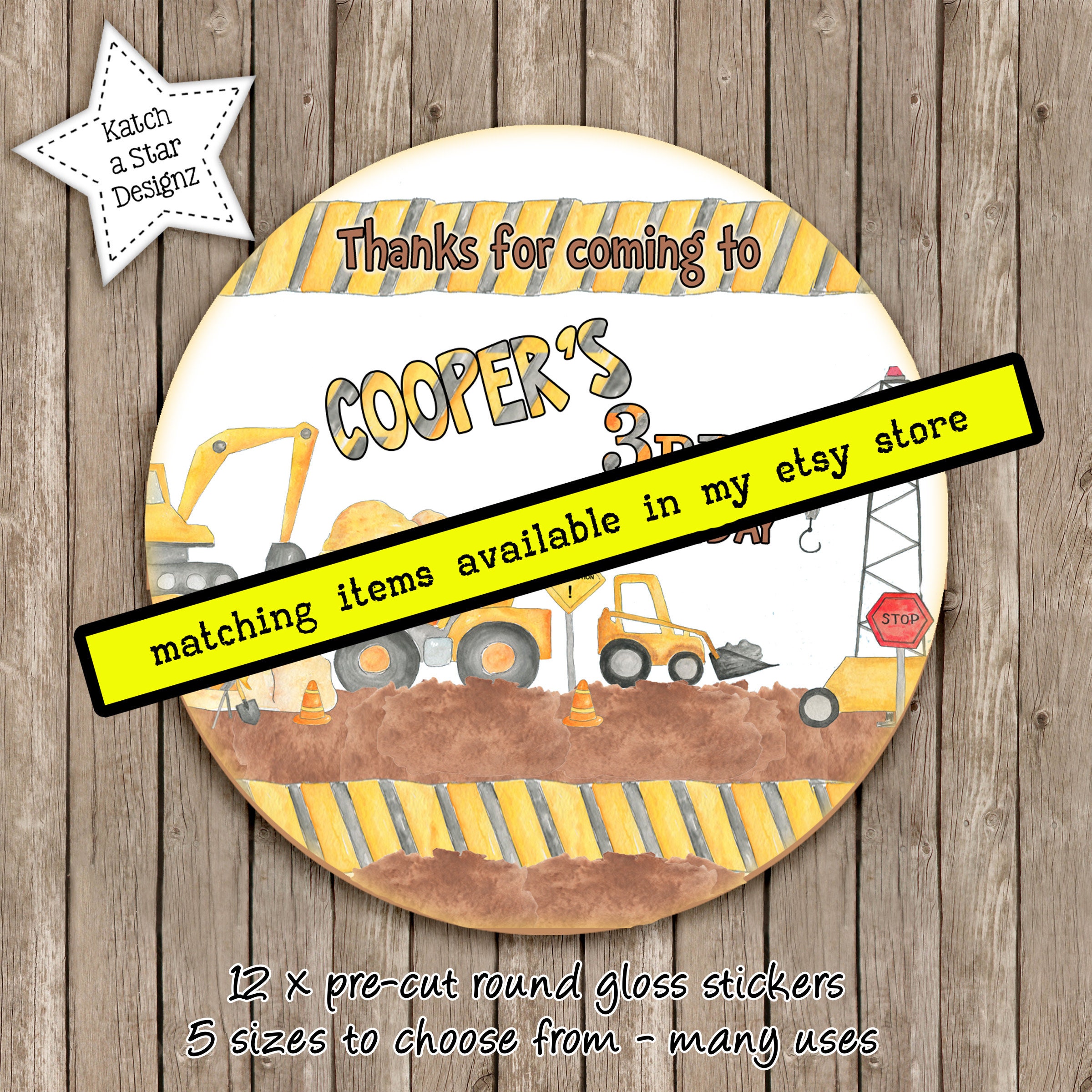 Construction Party Digger Excavator Personalised Birthday - Etsy Australia
