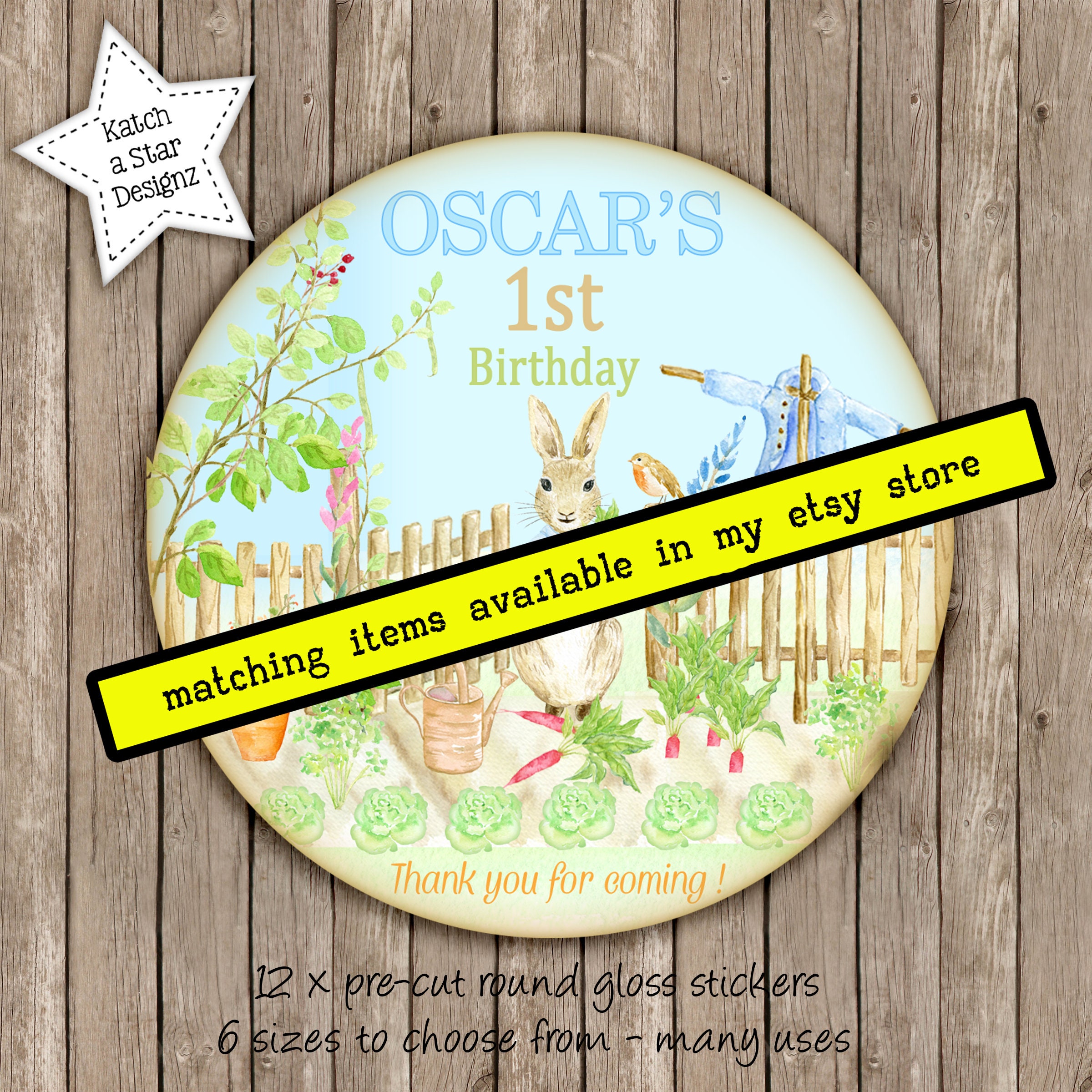 Peter Rabbit 1st Birthday Party Personalised Gloss Pop Top | Etsy