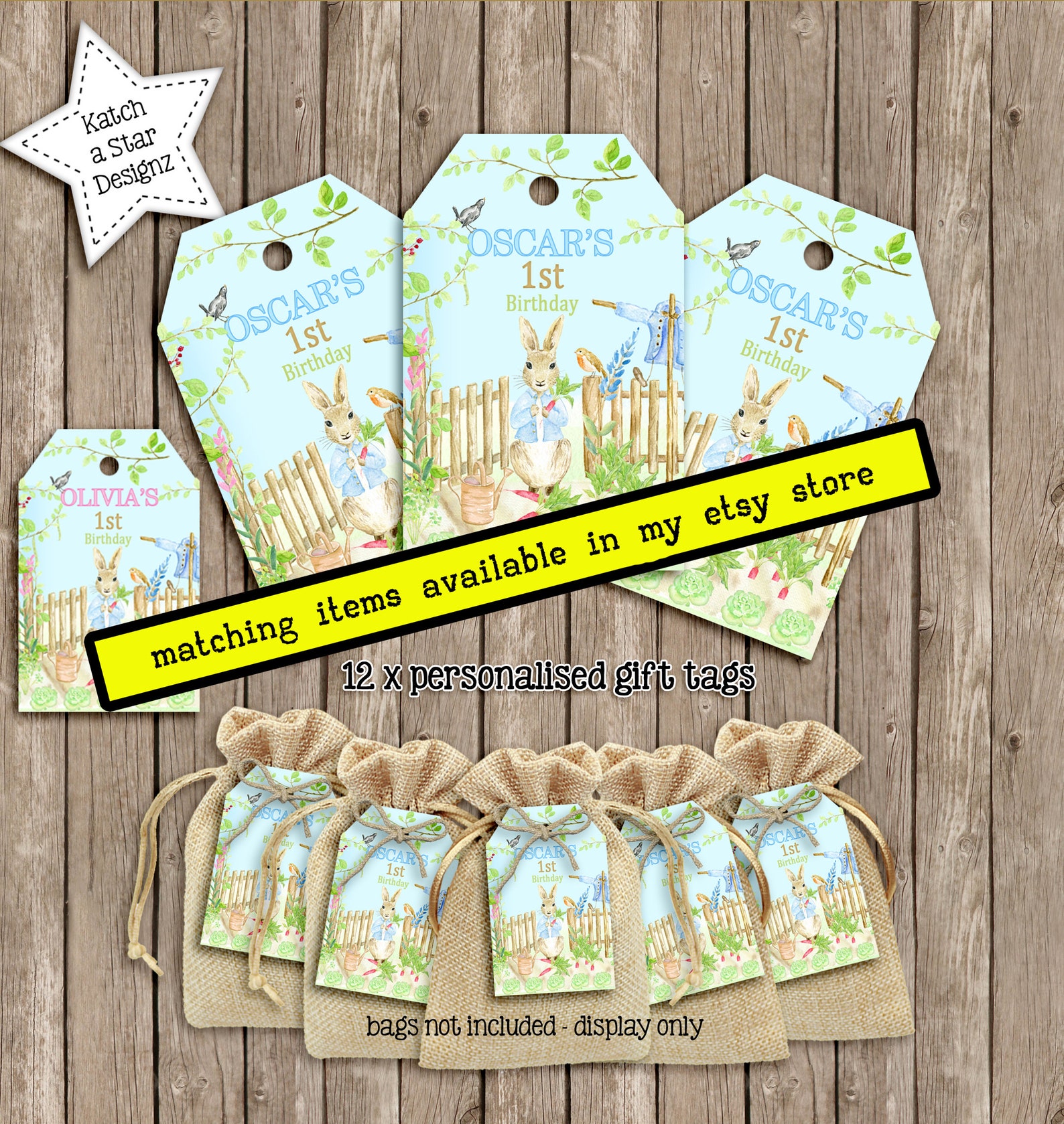 Peter Rabbit 1st Birthday Party Personalised Gloss Pop Top | Etsy