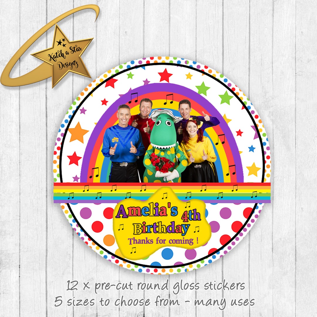 The Wiggles Rainbow Personalised Round Gloss Birthday Party - Etsy