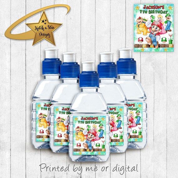 Super Mario party personalised birthday party gloss pop top drink label ...