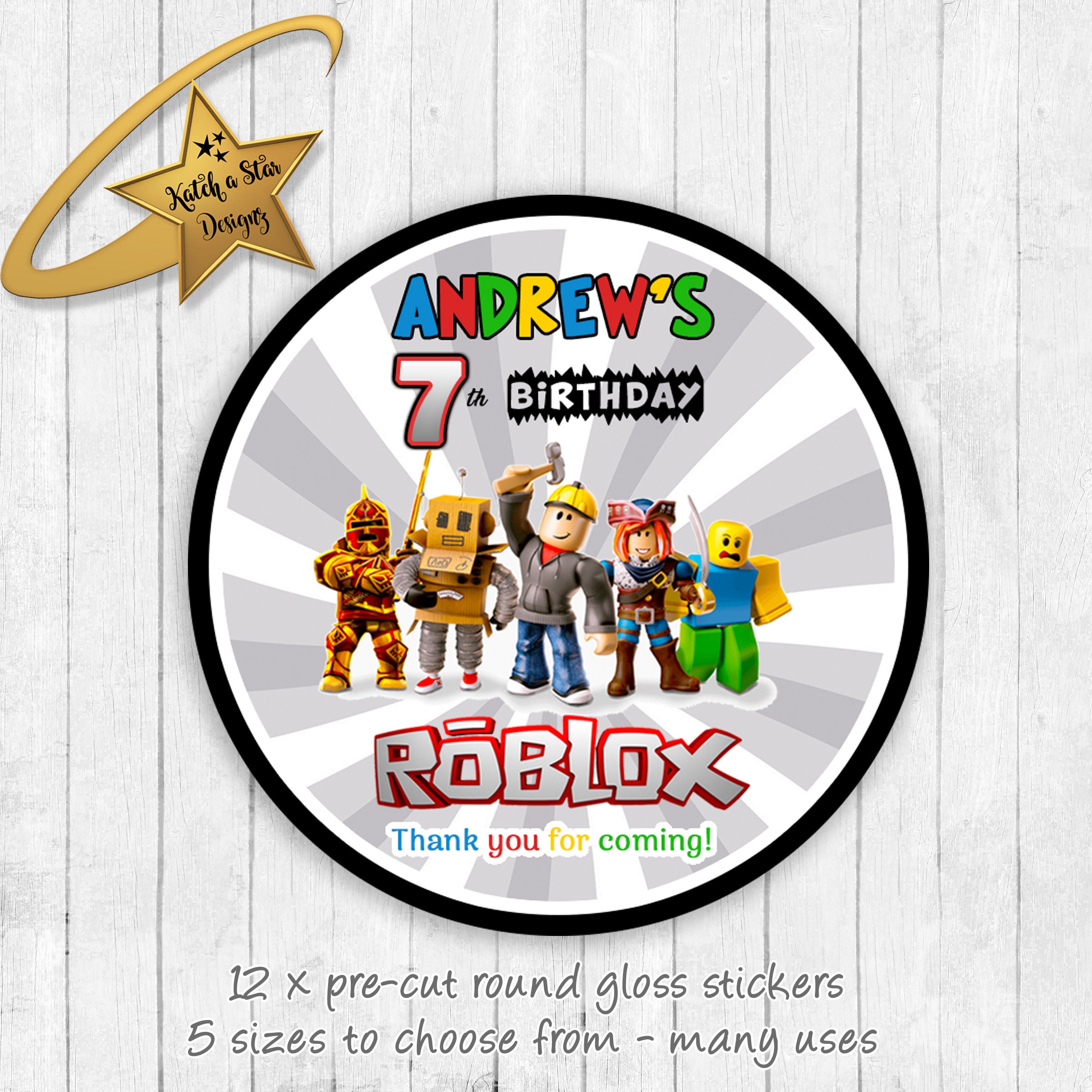 Roblox Personalised Round Gloss Birthday Party Stickers X 12 - Etsy ...
