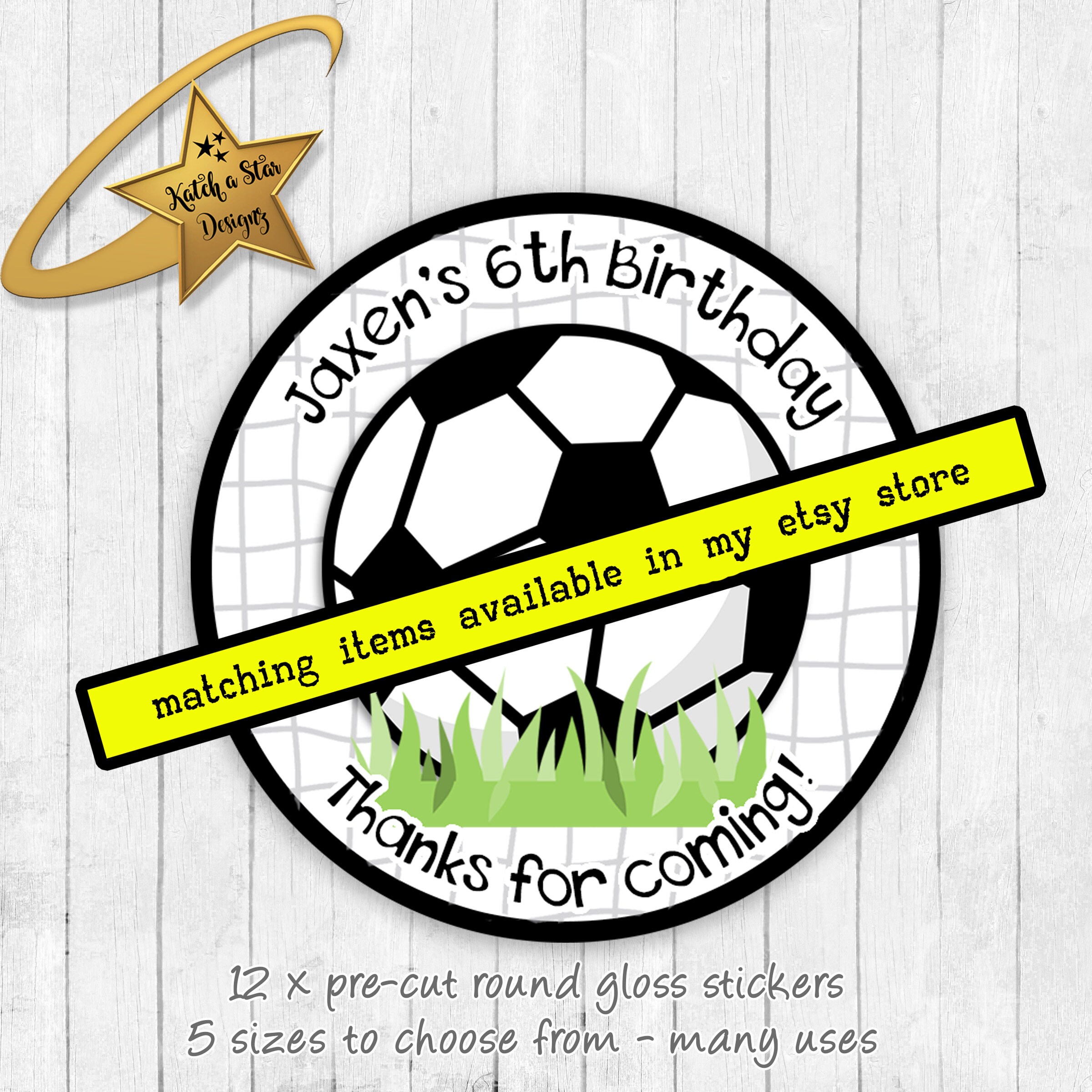 Soccer ball personalised birthday party thank you tags x 12 | Etsy