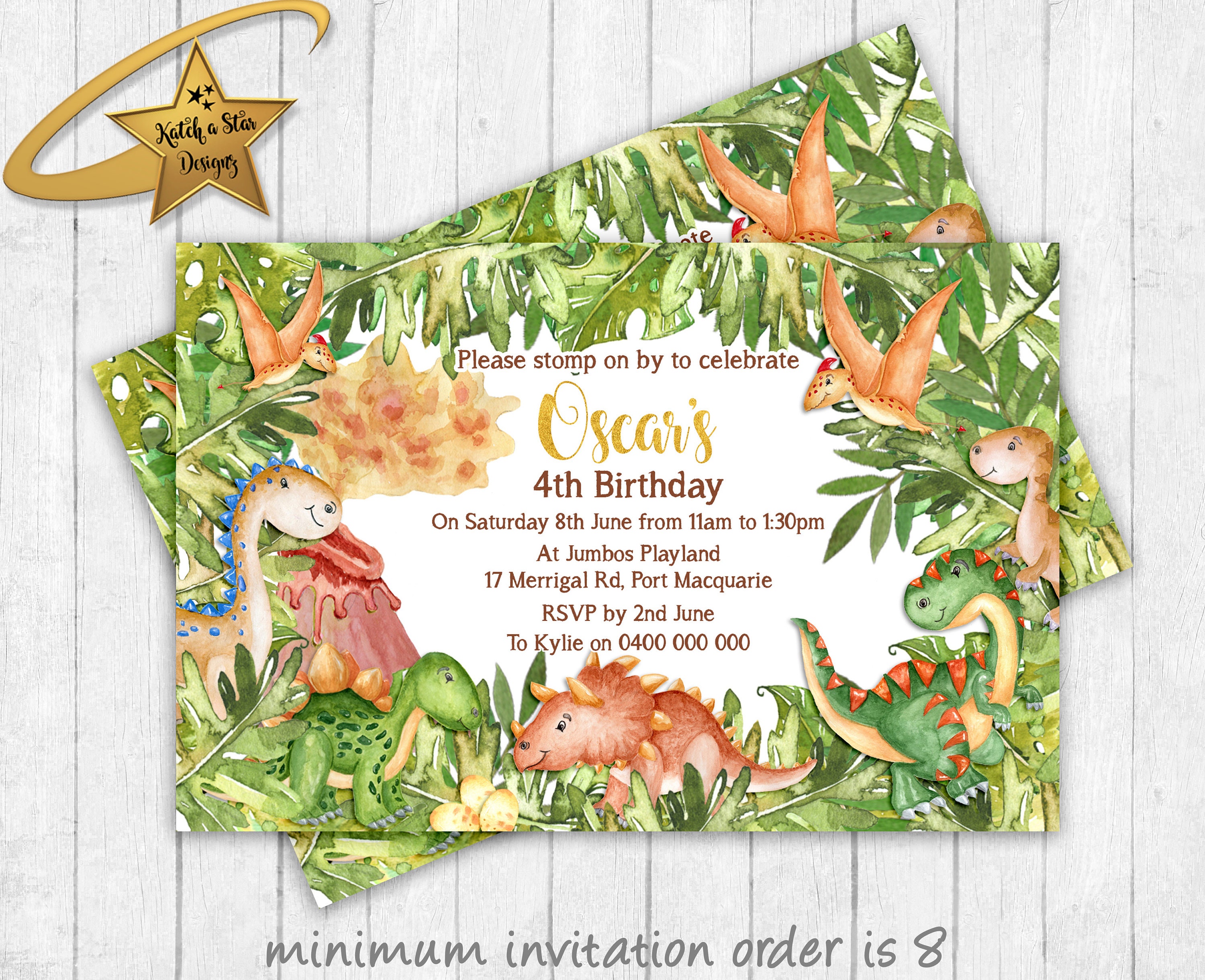 Dinosaur Jungle Personalised Birthday Party Invitations | Etsy