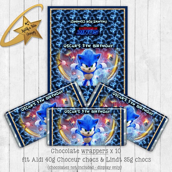 Sonic the hedgehog birthday personalised party chocolate wrappers x 10 ...
