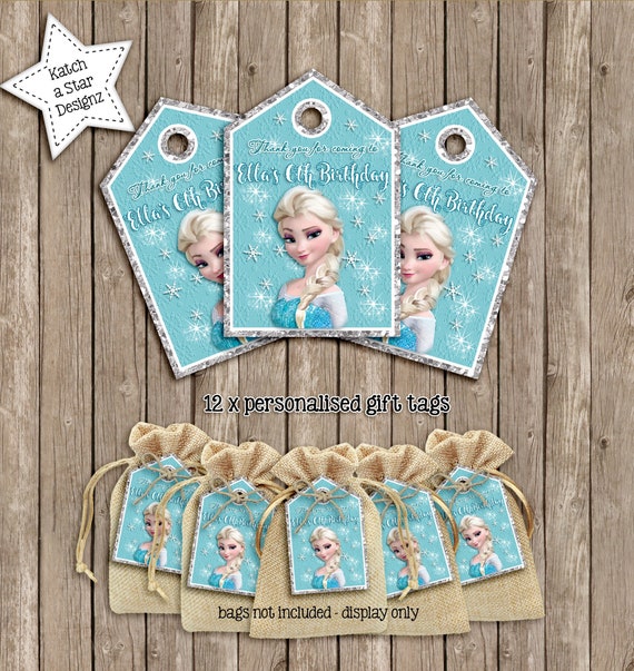 Frozen Elsa personalised birthday party thank you tags x 12 by Katch a ...