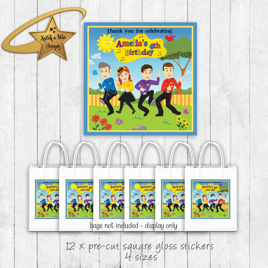 The Wiggles Birthday Party Personalised Square Gloss Stickers - Etsy ...