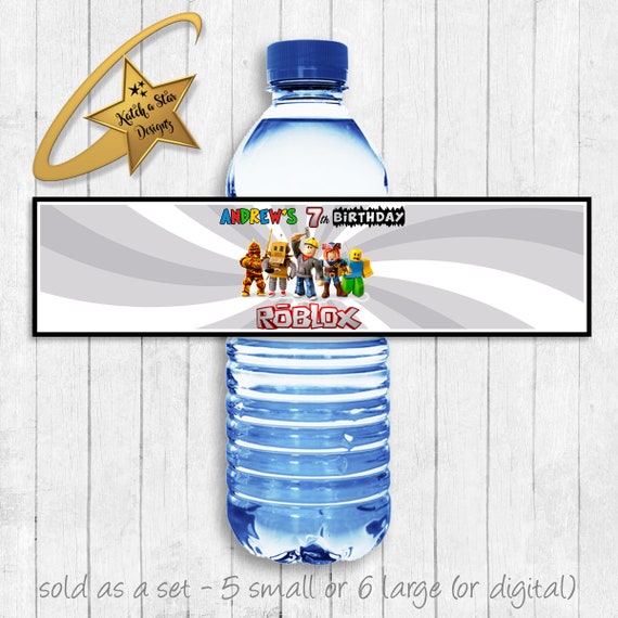 Roblox personalised birthday party water bottle labels x 5 (or digital ...