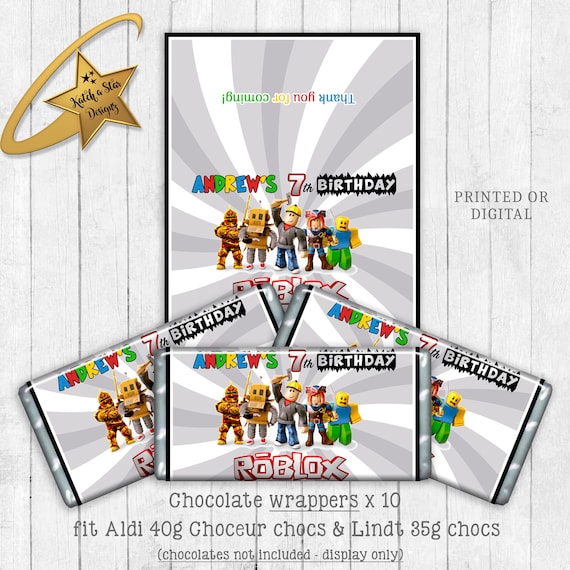 Roblox personalised birthday party chocolate wrappers x 10 (or digital ...