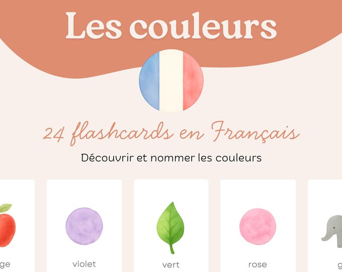 COLORS French Flash Card - France Flash Cards - French Colors - Fine ...