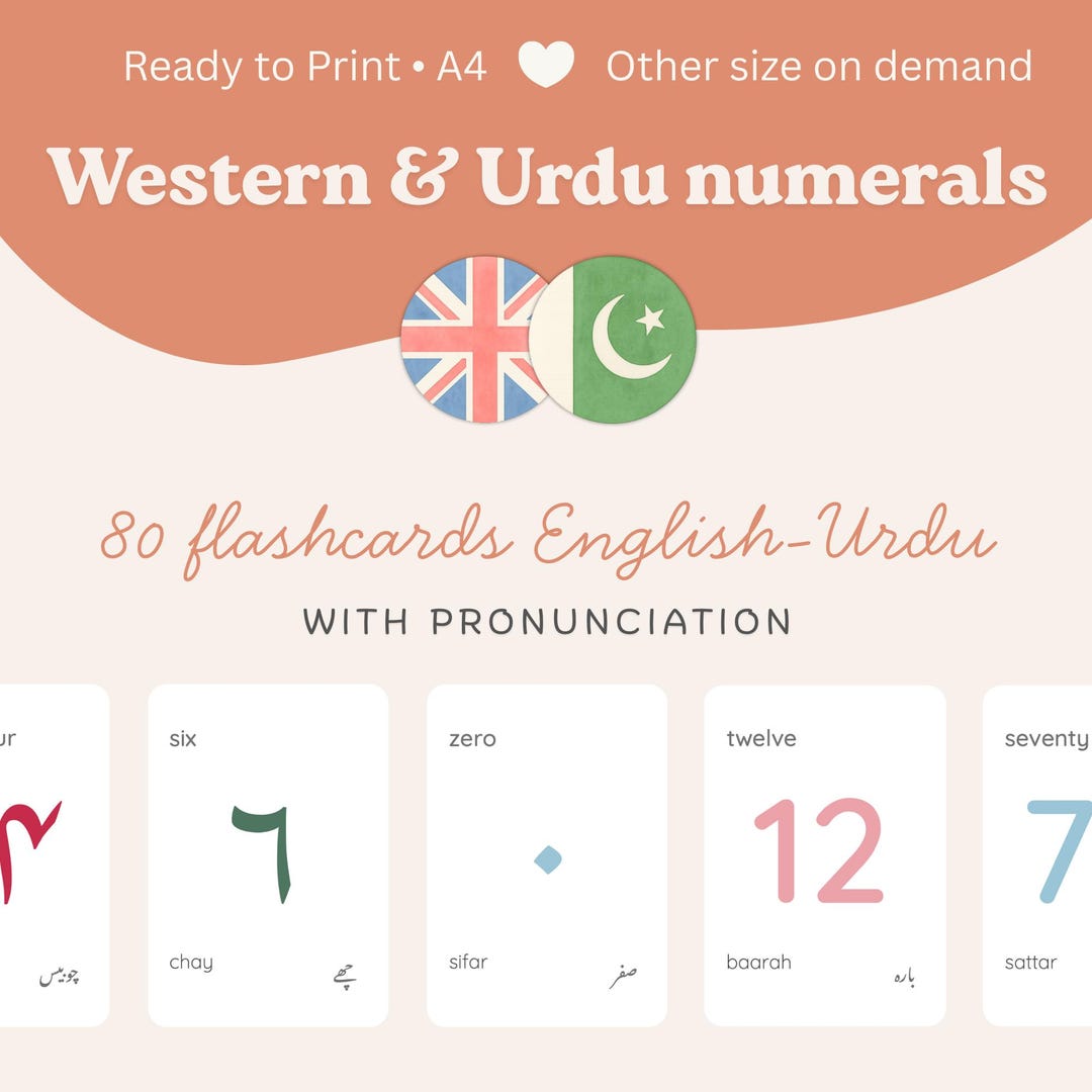 Urdu Numbers Bundle | Western + Urdu Numerals | 0–30 + Tens + 1000 ...