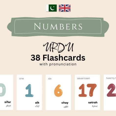 Printable Flashcards – Urdu Numbers With Phonetics – Easy Learning - Etsy