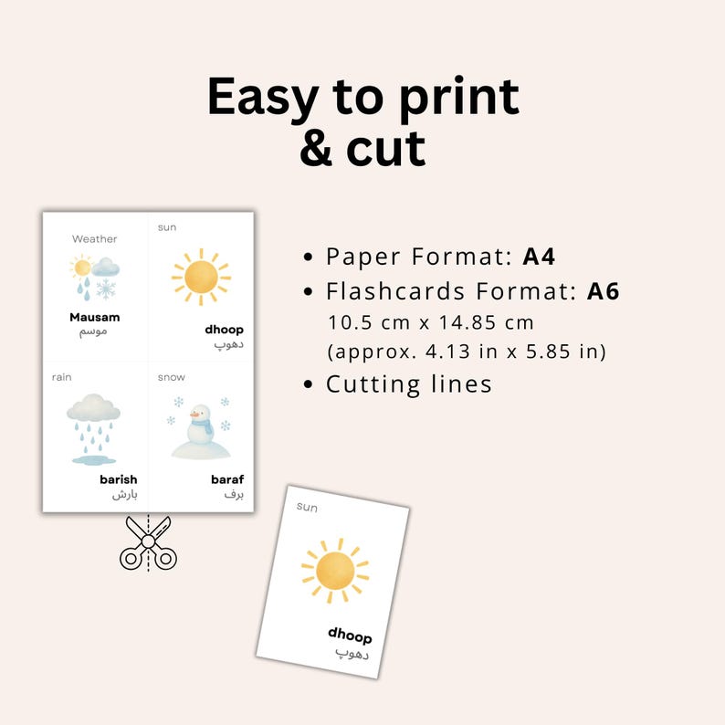 Printable Flashcards – Urdu Weather & Seasons With Phonetics – Easy ...