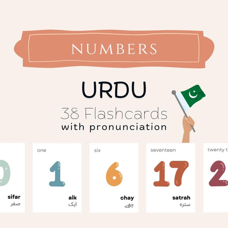 Printable Flashcards – Urdu Numbers With Phonetics – Easy Learning - Etsy