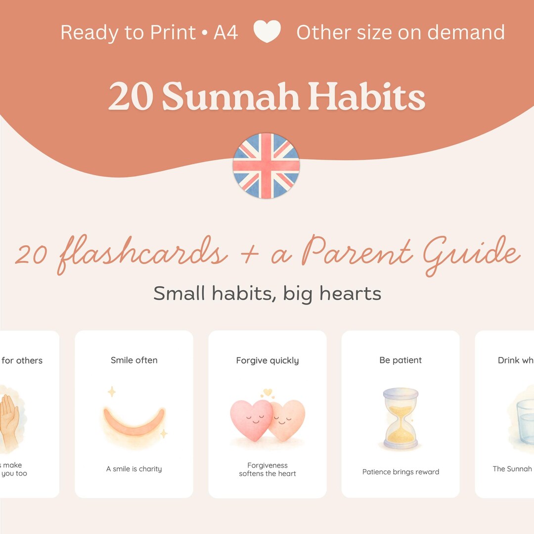 20 Sunnah Habits for Kids | Islamic Character Cards | Montessori ...