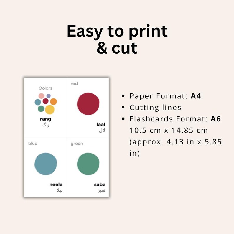 Printable Flashcards – Urdu Colors With Phonetics – Easy Learning - Etsy
